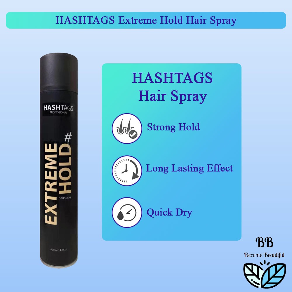 HASHTAGS PROFESSIONAL EXTREME HOLD HAIR SPRAY 420ml | Shopee Malaysia