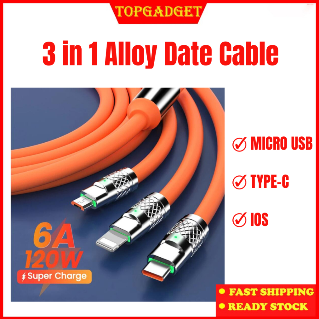 3 In 1 Zinc Alloy Super Fast Charging Data Cable Charger Cable Micro ...