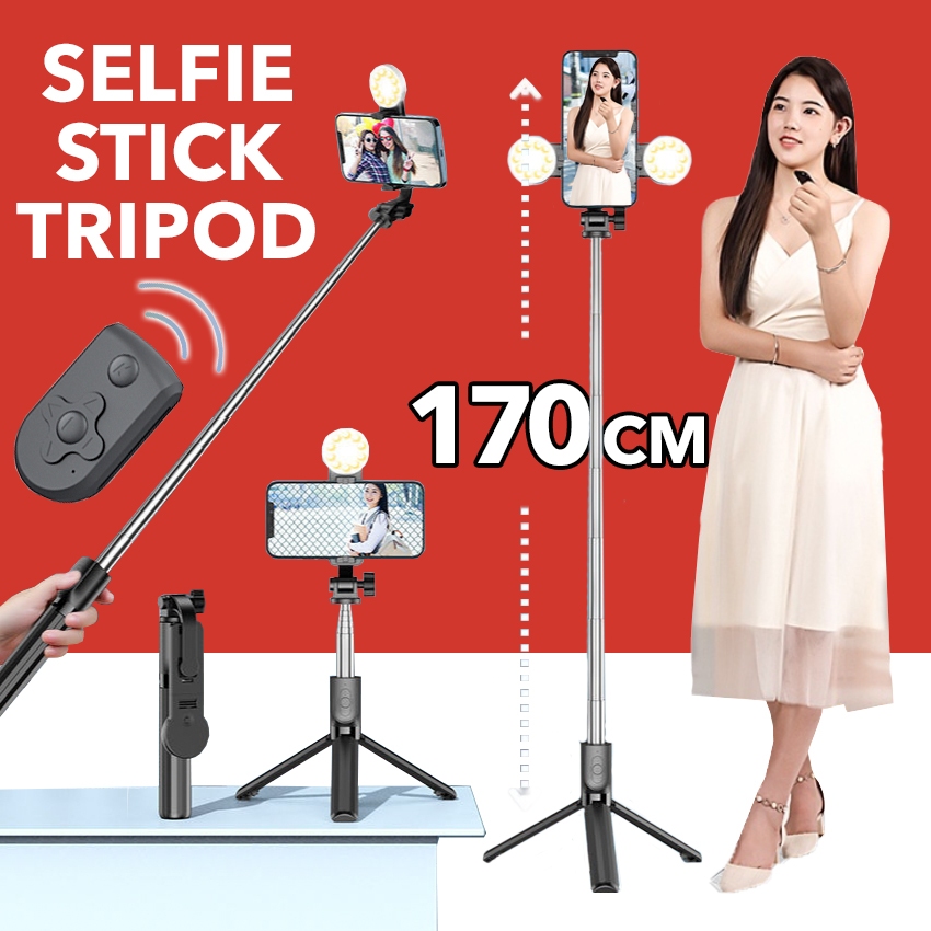 170cm Selfie Stick Tripod Mobile Phone Holder Monopod Bluetooth Remote Shutter Portable Tripods ...