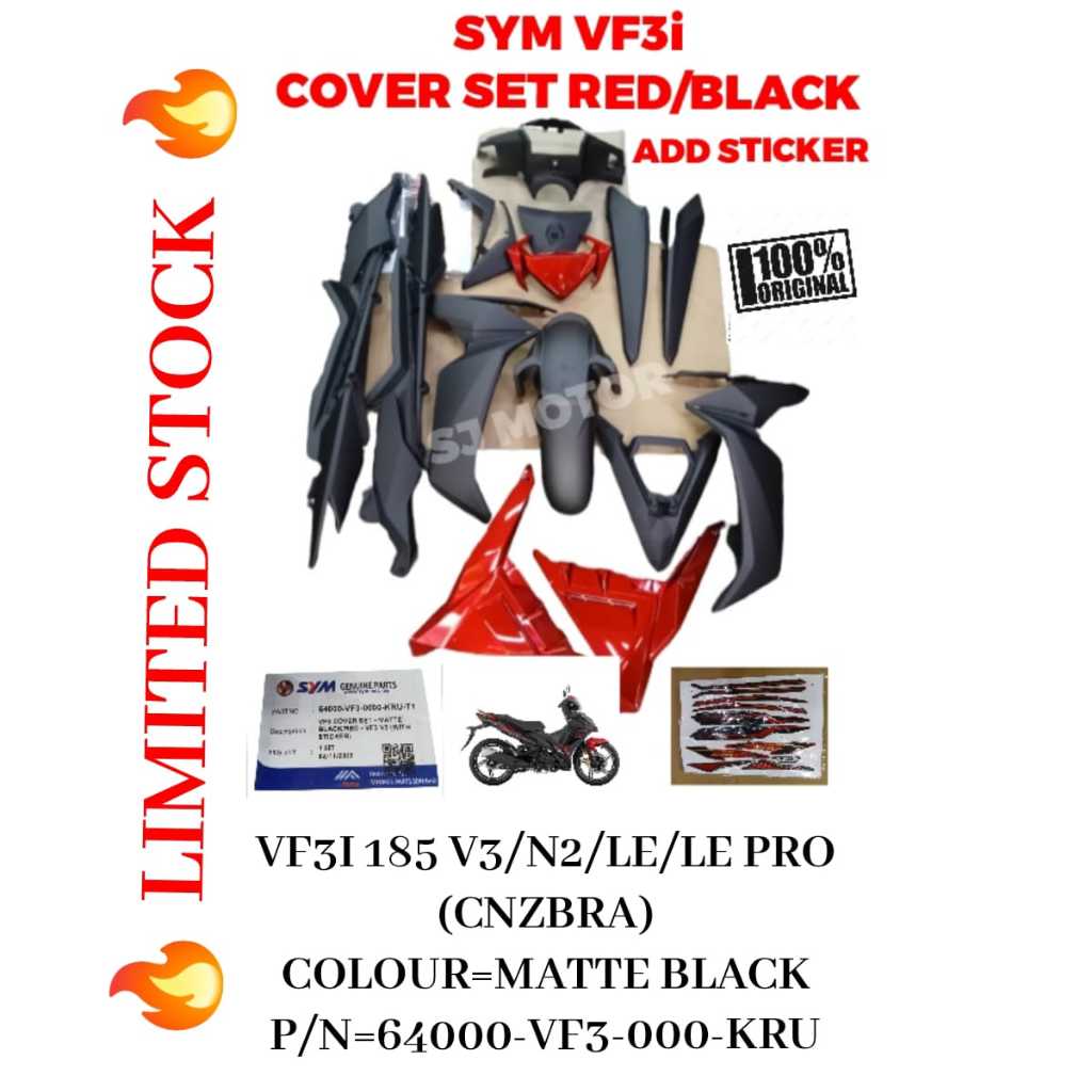 SYM VF3i 185 V3/N2/LE/LE PROLE BODY COVER SET ORIGINAL BODY STICKER ADD ...