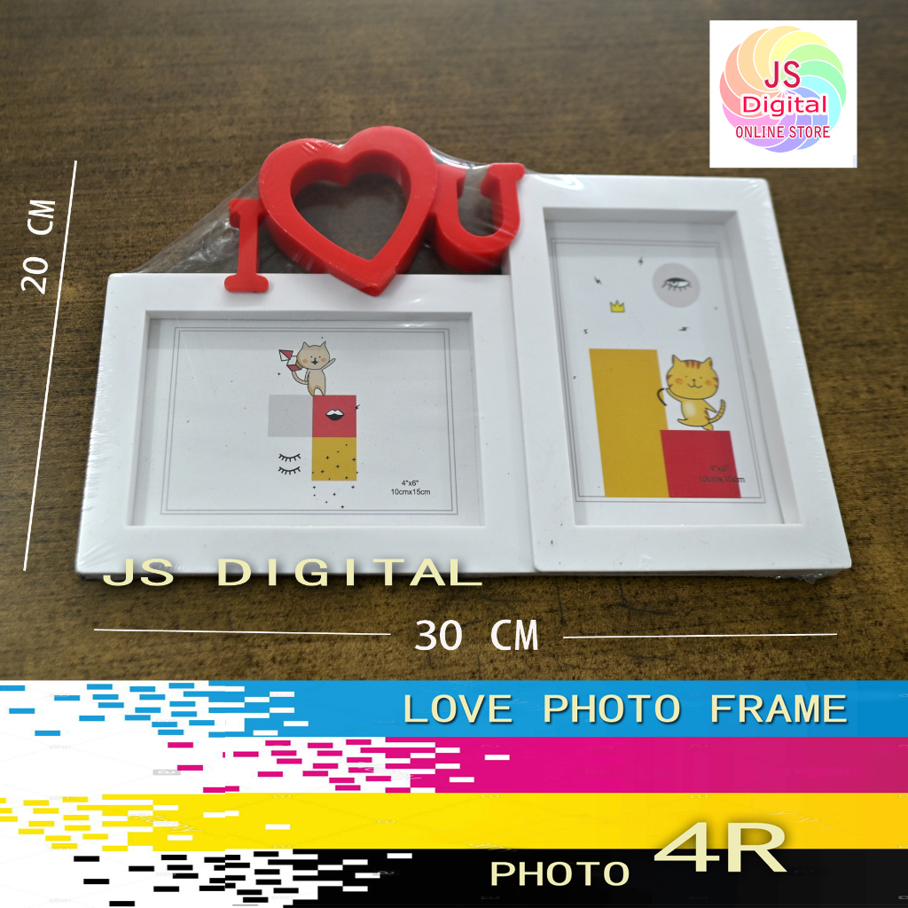 Bingkai Gambar / Deco Frame / Gift / Love Heart 4R+ 4R Photo Frame / Wedding / Family Photo ...