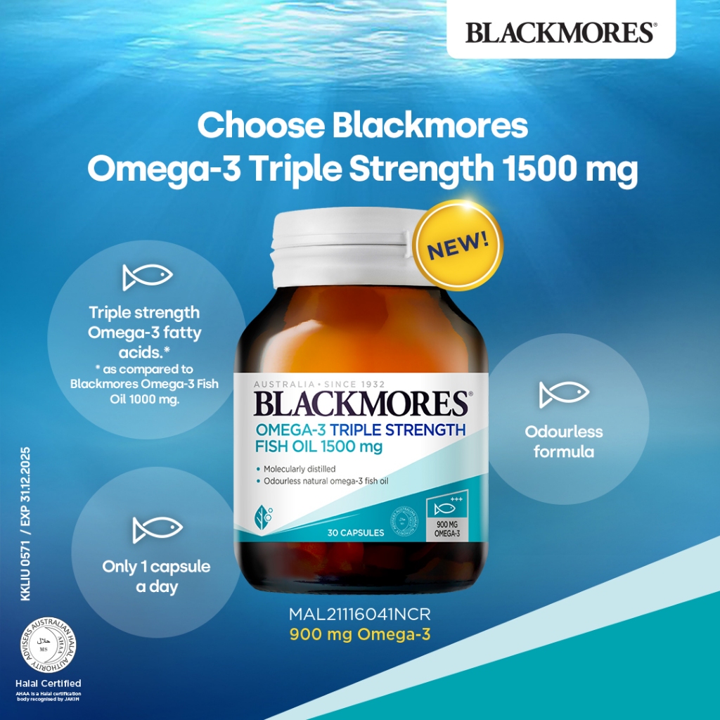 Blackmores Omega-3 Triple Strength Fish Oil 1500mg | Shopee Malaysia