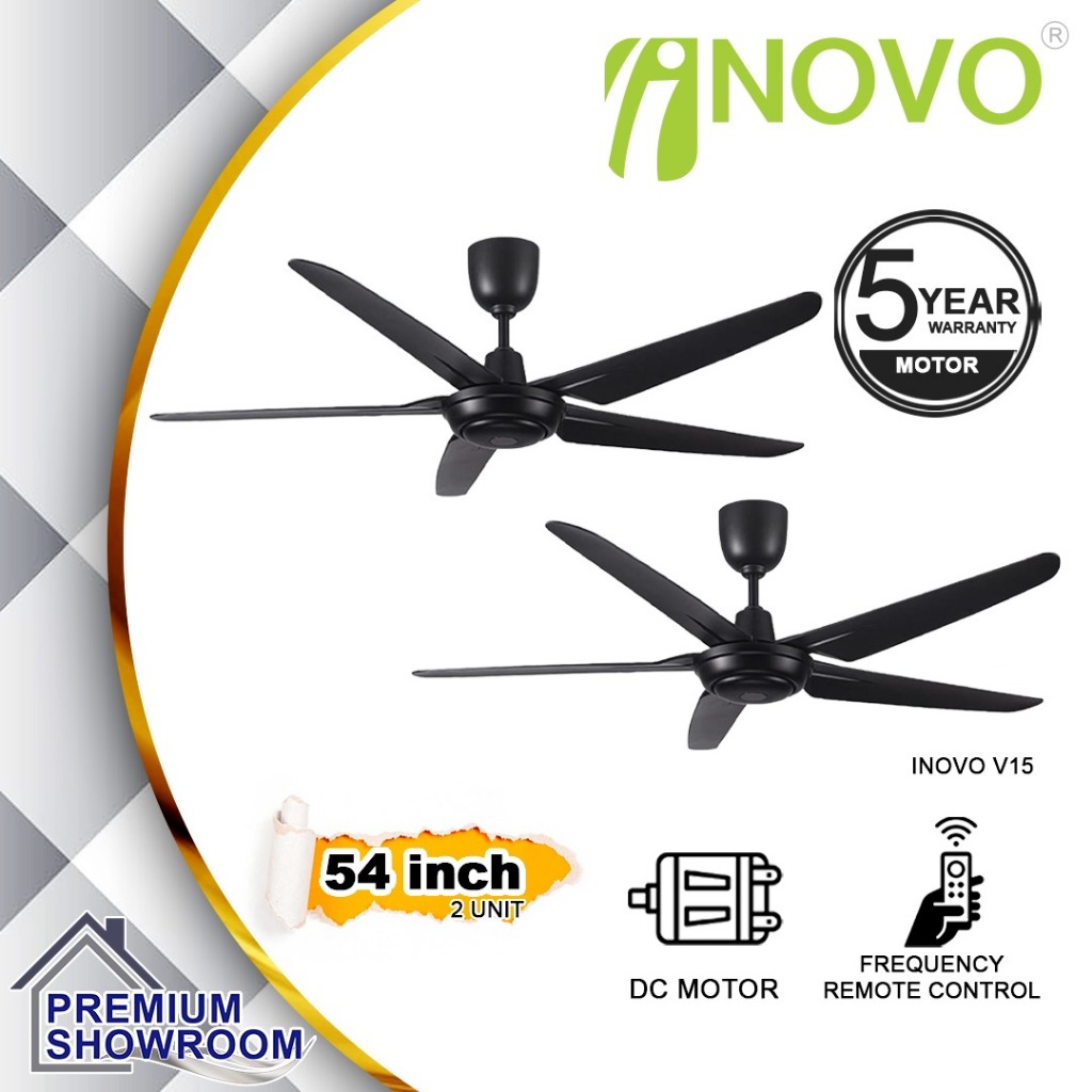 (Twin Pack) Inovo V15 Ceiling Fan DC Motor 5 Blades With 8 Speed Remote ...