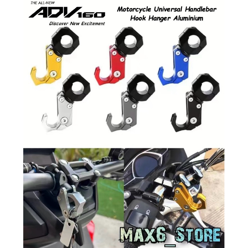 Motorcycle Universal Hook Helmet Pencangkuk Hanger Holder Handlebar ...