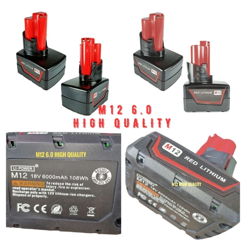 RS READY STOCK M12 6.0 HIGH QUALITY REPLACEMENT MILWAUKEE BATTERY ...