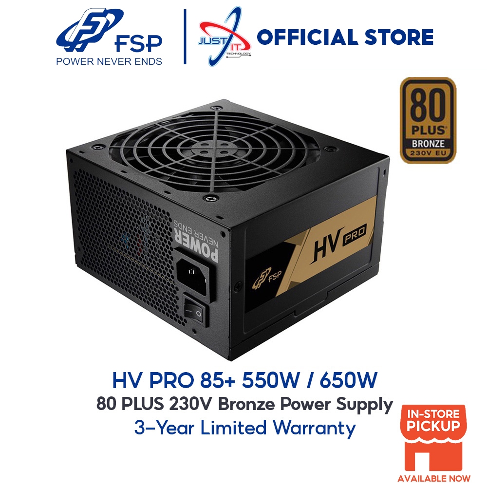 FSP HV PRO 85+ 550W / 650W 80 PLUS BRONZE POWER SUPPLY PSU | Shopee ...