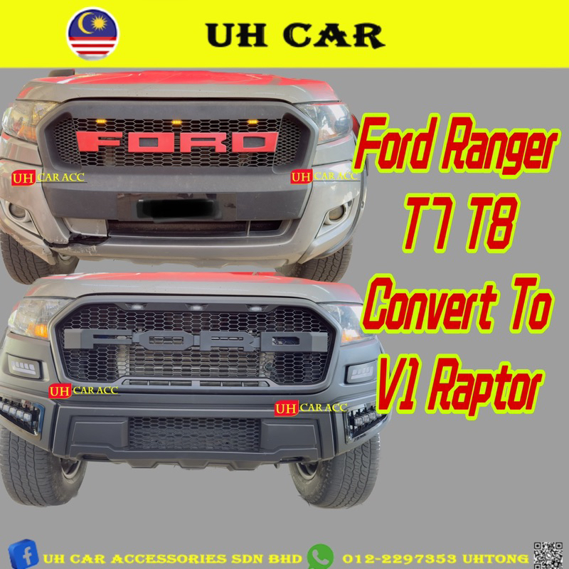 (V1 RAPTOR) Ford Ranger T7 T8 V1 Raptor Front Bumper Grill Grille With ...
