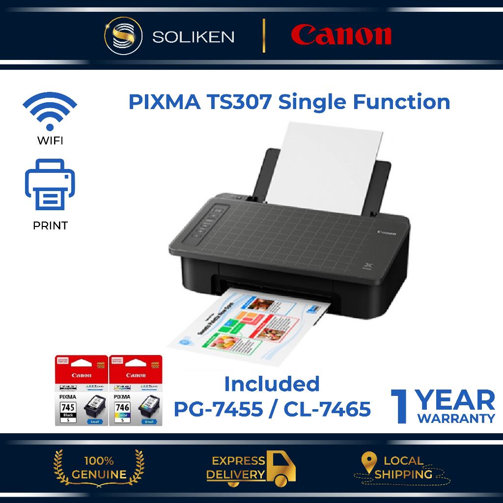 Canon Pixma TS307 Single Function Wireless Printer With Smartphone Copy ...