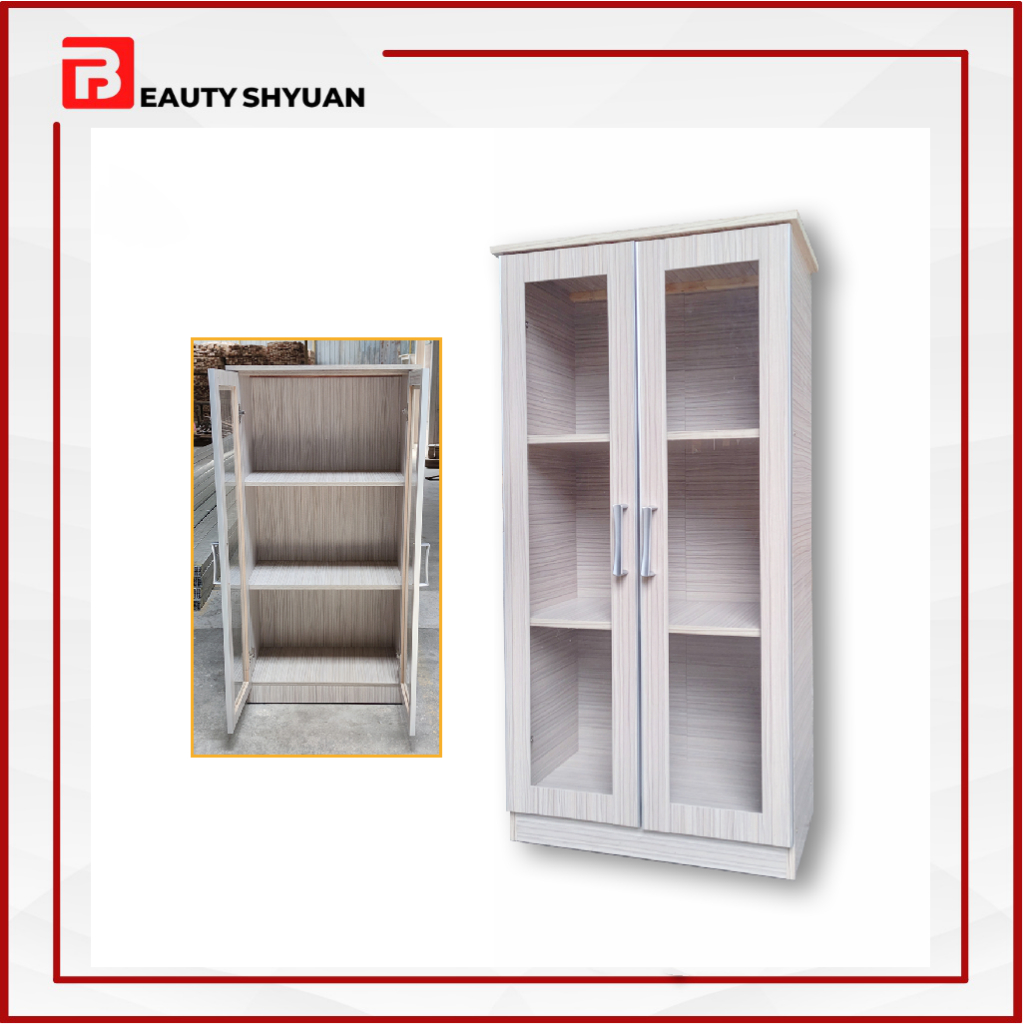 SHYUAN Grey White 4 Feet Glass Display Cabinet Glass Cabinet Display ...
