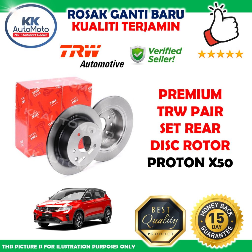 Proton X50 CKD CBU Premium TRW 1 Pair Rear Brake Disc Rotor Set ...