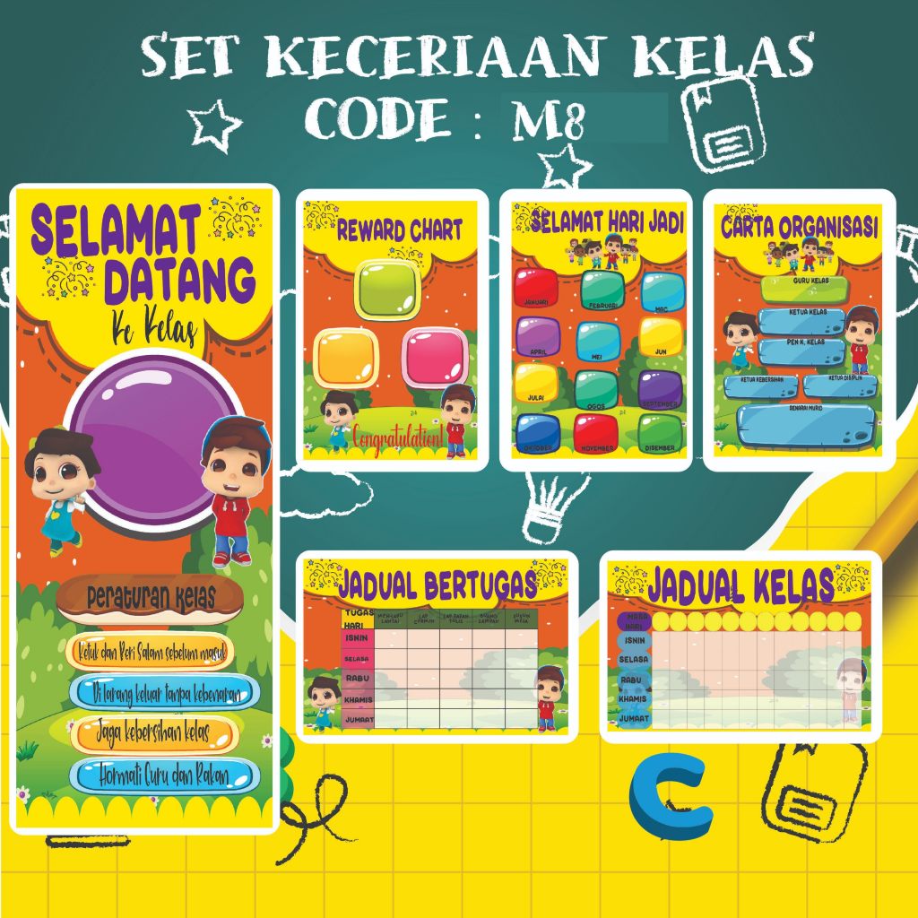 Set Keceriaan Kelas 18 Design 2024 TS25 Banner Hiasan Kelas untuk Murid ...