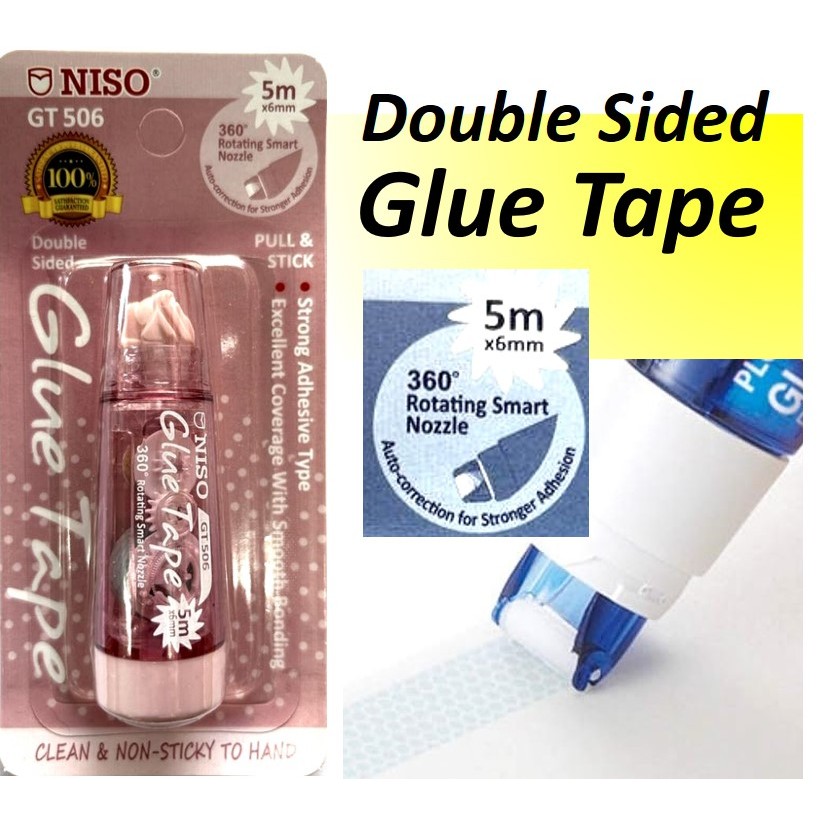 Niso Glue Tape Double Sided Rotating Nozzle 6mm X 5M GT506 /Bitoon Glue ...