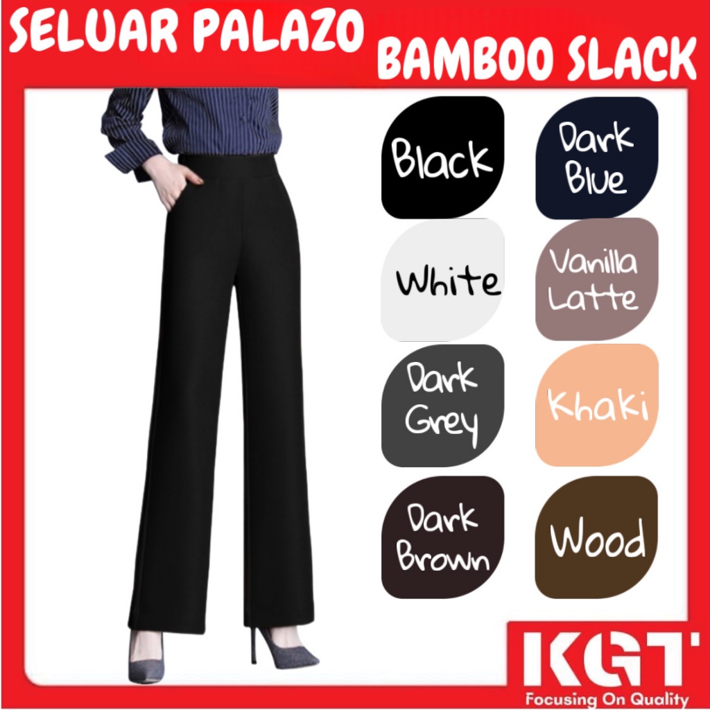 KGT Bamboo Slack Seluar Palazo Baggy Cutting Scuba Ladies Slack Pants ...