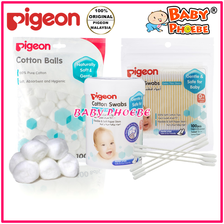 Pigeon High Quality 100% Pure Soft Cotton Ball Balls / Cotton Swab ...