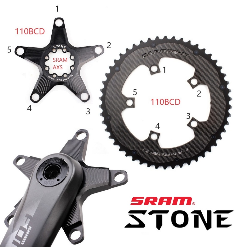 STONE FORCE RED QUARQ Crank Spider Adaptor Stone AL7075 FOR Sram AXS 8 ...