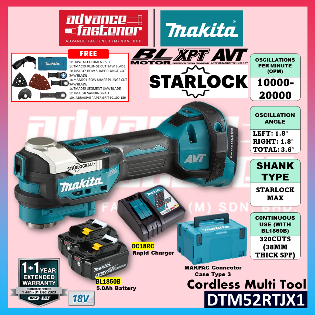 MAKITA DTM52RTJX1 / DTM52Z LXT 18V Cordless Multi Tool | Shopee Malaysia