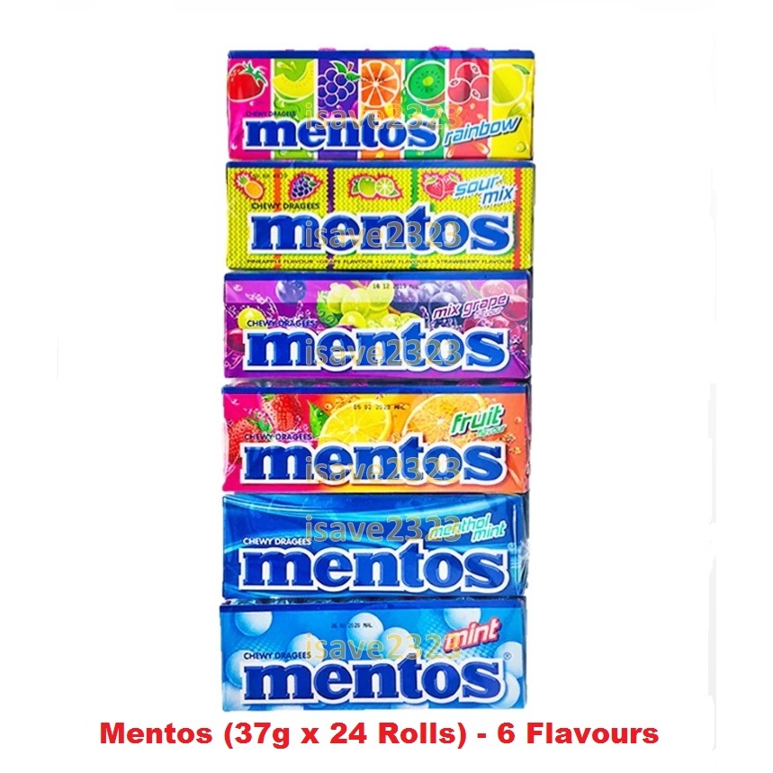 Mentos Chewy Dragees Roll (37g x 24 Rolls) - 6 Flavours | Shopee Malaysia