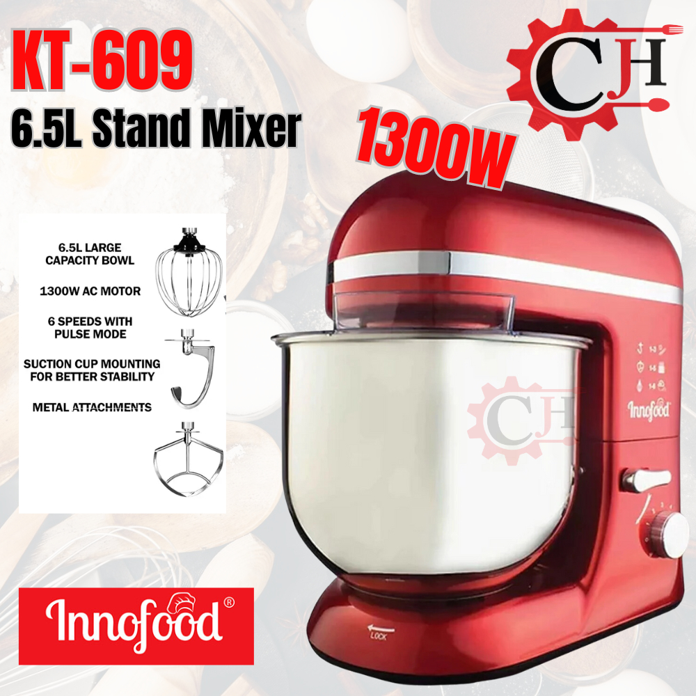 Innofood High Speed Power Stand Mixer - RED / PINK / SILVER (6.5L/1300W) KT-609 | Shopee Malaysia