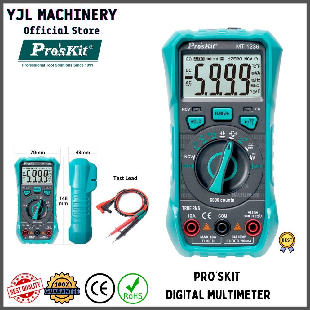 Local Exstock Taiwan Pro'sKit MT-1236 3-5/6 True-RMS Digital Multimeter ...