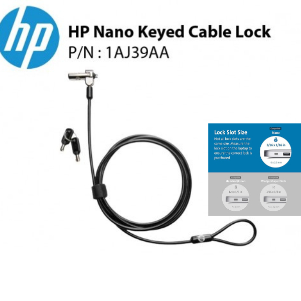 HP 1AJ39AA NANO KEYED CABLE LOCK 6mmx2.5mm | Shopee Malaysia