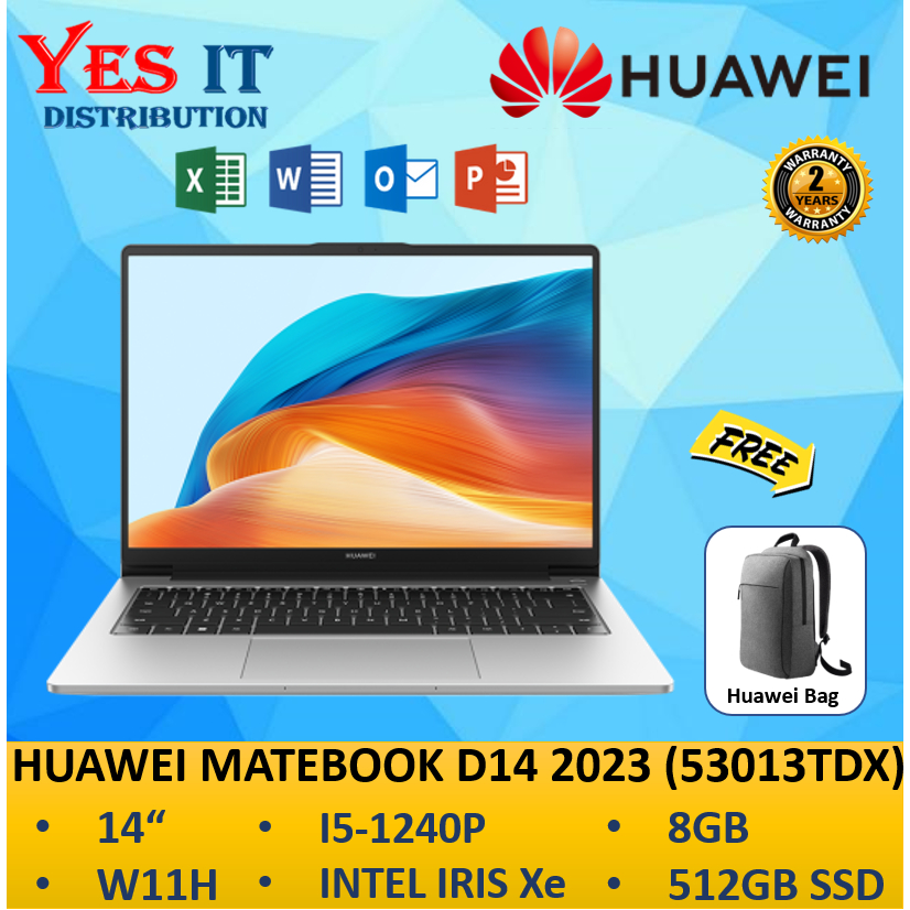 HUAWEI MateBook D14 2023 Laptop 12th Intel P Series Processor Eye Comfort 53013TDX(I5-1240P/8GB ...