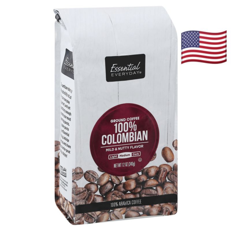 Essential Everyday 100% Columbian Medium Roast Ground Coffee 12oz ...