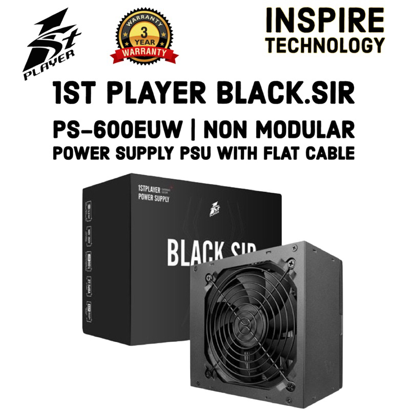 1st Player Black.Sir PS-600EUW | Non Modular Power Supply PSU with Flat ...