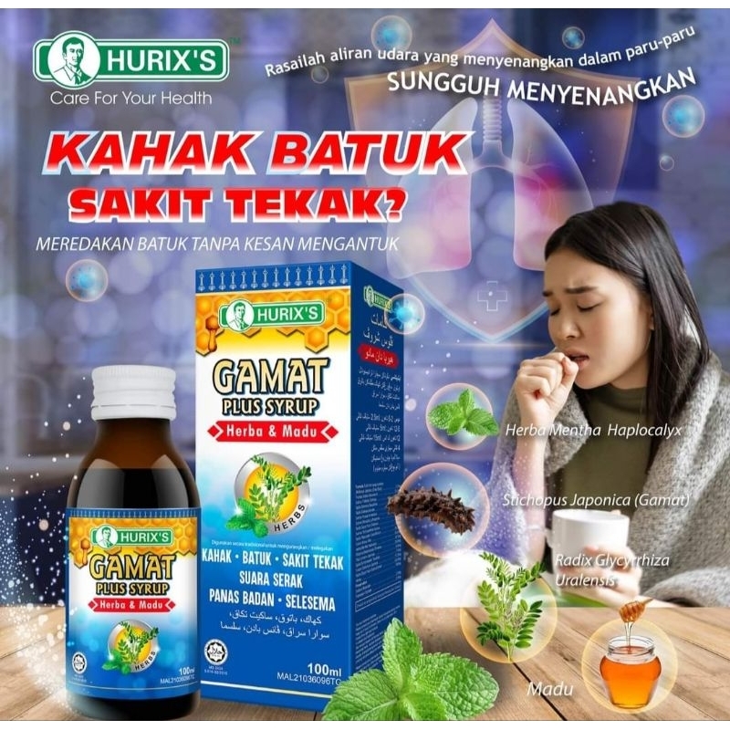 HURIX’S Gamat Plus Syrup Herbal & Honey 100ml ubat batuk hurix | Shopee ...