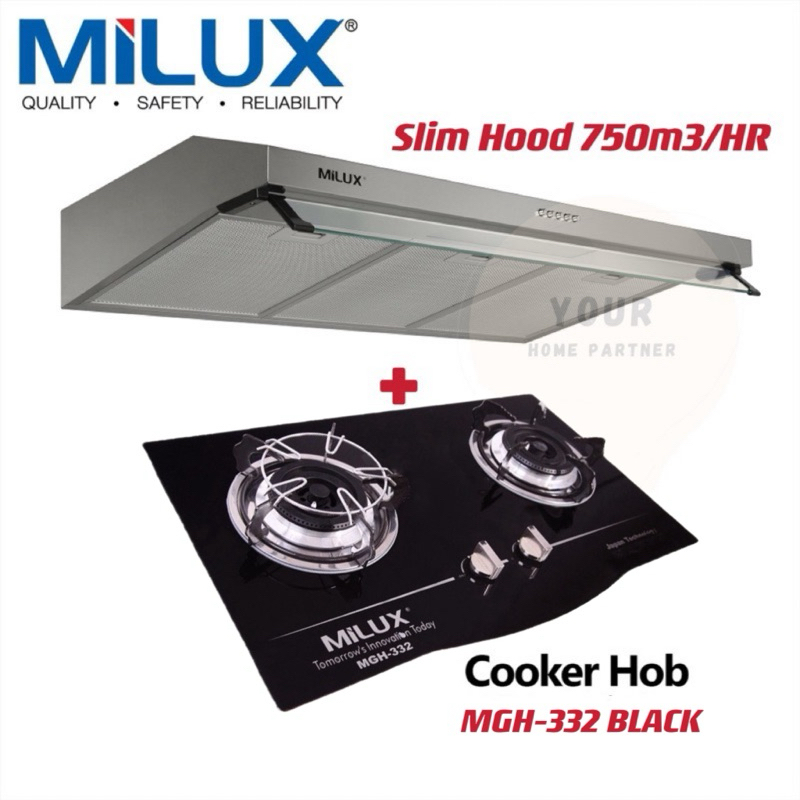 [Combo Deal]Milux Slim Hood MHS-430 & Milux Built In Glass Hob MGH-332 ...