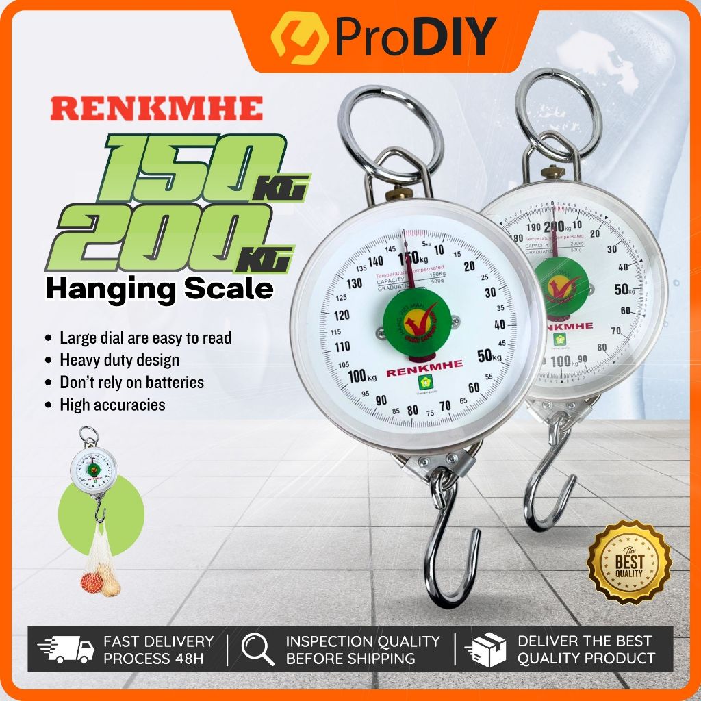 RENKMHE 150kg 200kg Hanging Scale Weight Spring Large Display High ...