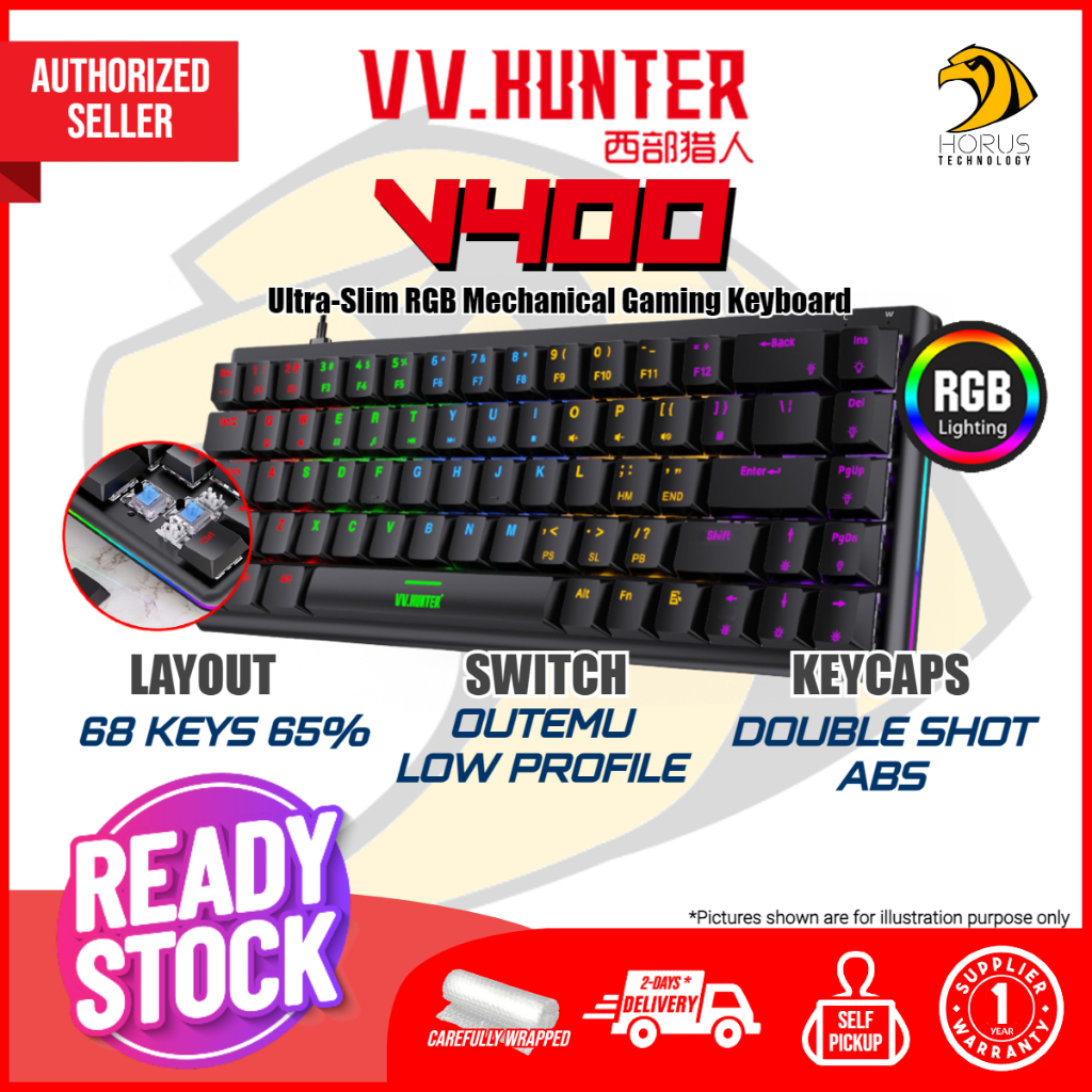 VV.HUNTER V400 65% 68 Keys Ultra-Slim RGB Mechanical Gaming Keyboard ...