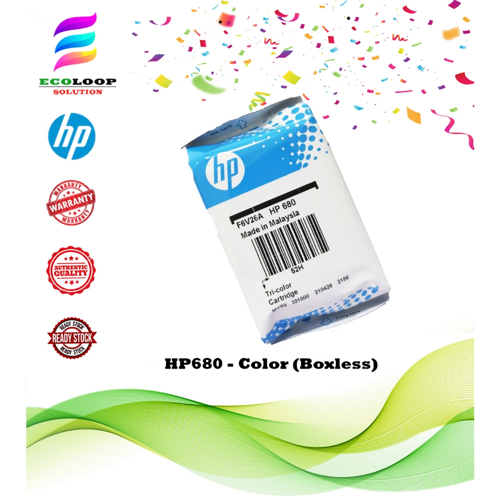 HP680 Black Ink/TRI-Color Fine Ink Cartridge (Boxless Unit) | Shopee ...