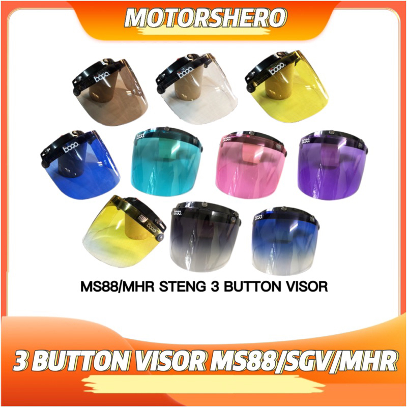 BGO VISOR MHR 3 MS88 SGV RIDER 3 DOT VISOR SMOKE SIANG MALAM PINK PURPLE YELLOW BLUE GREEN 2 ...