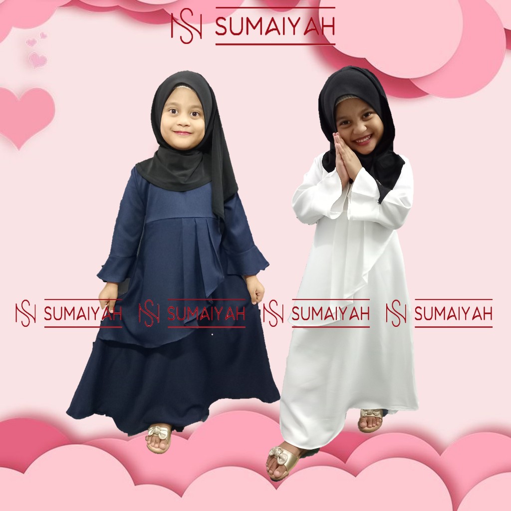 Part1: SUMAIYAH Jubah Peplum budak perempuan | Muslimah kids girl long ...