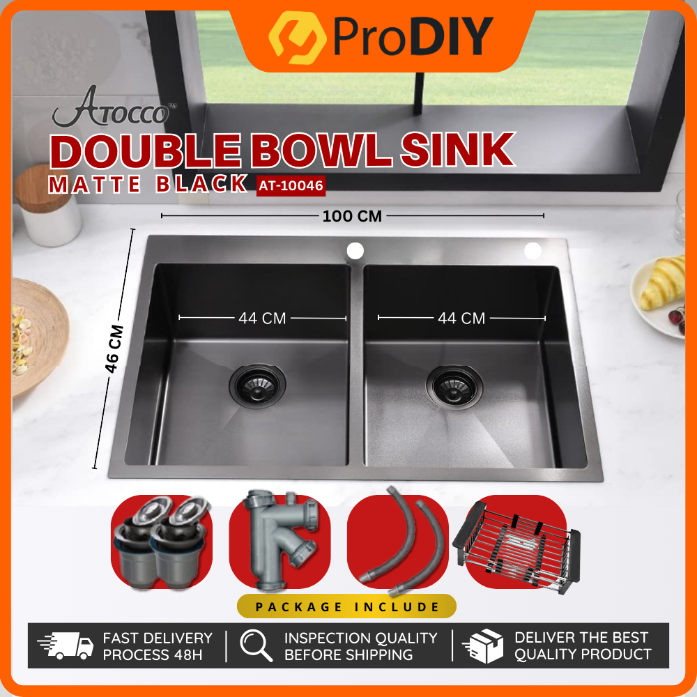 ATOCCO AT-10046 (100x46cm) Stainless Steel Sink Kitchen Sink Double ...