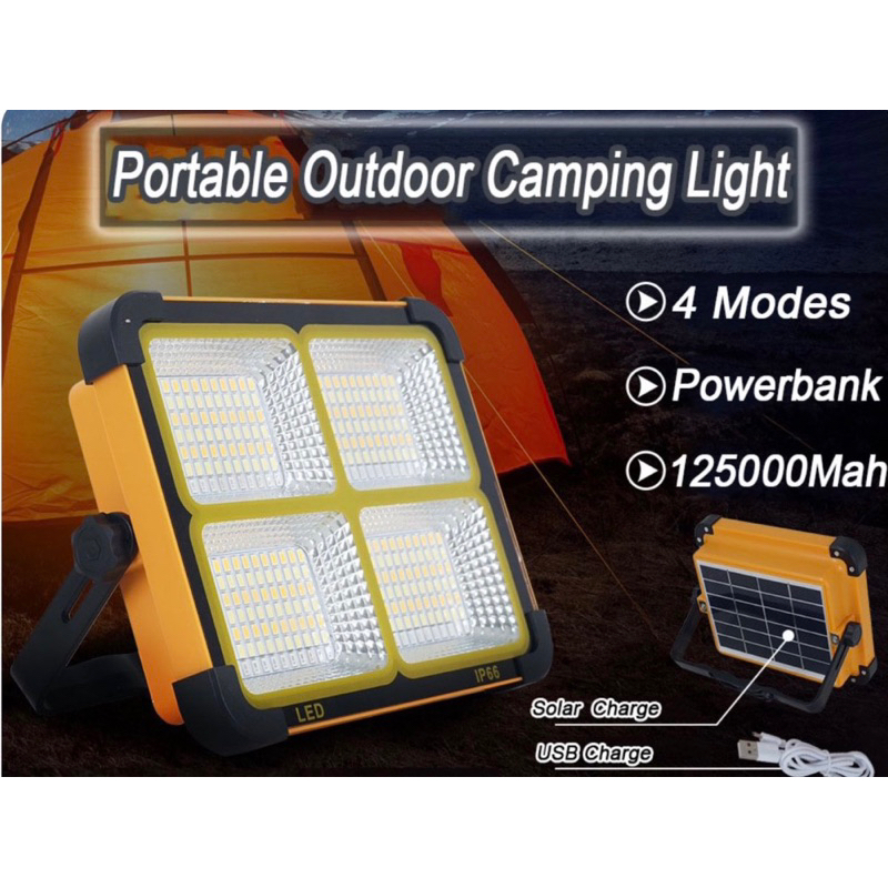 1000W/2000W Portable Solar Flood Light LED Camping Tent Light ...
