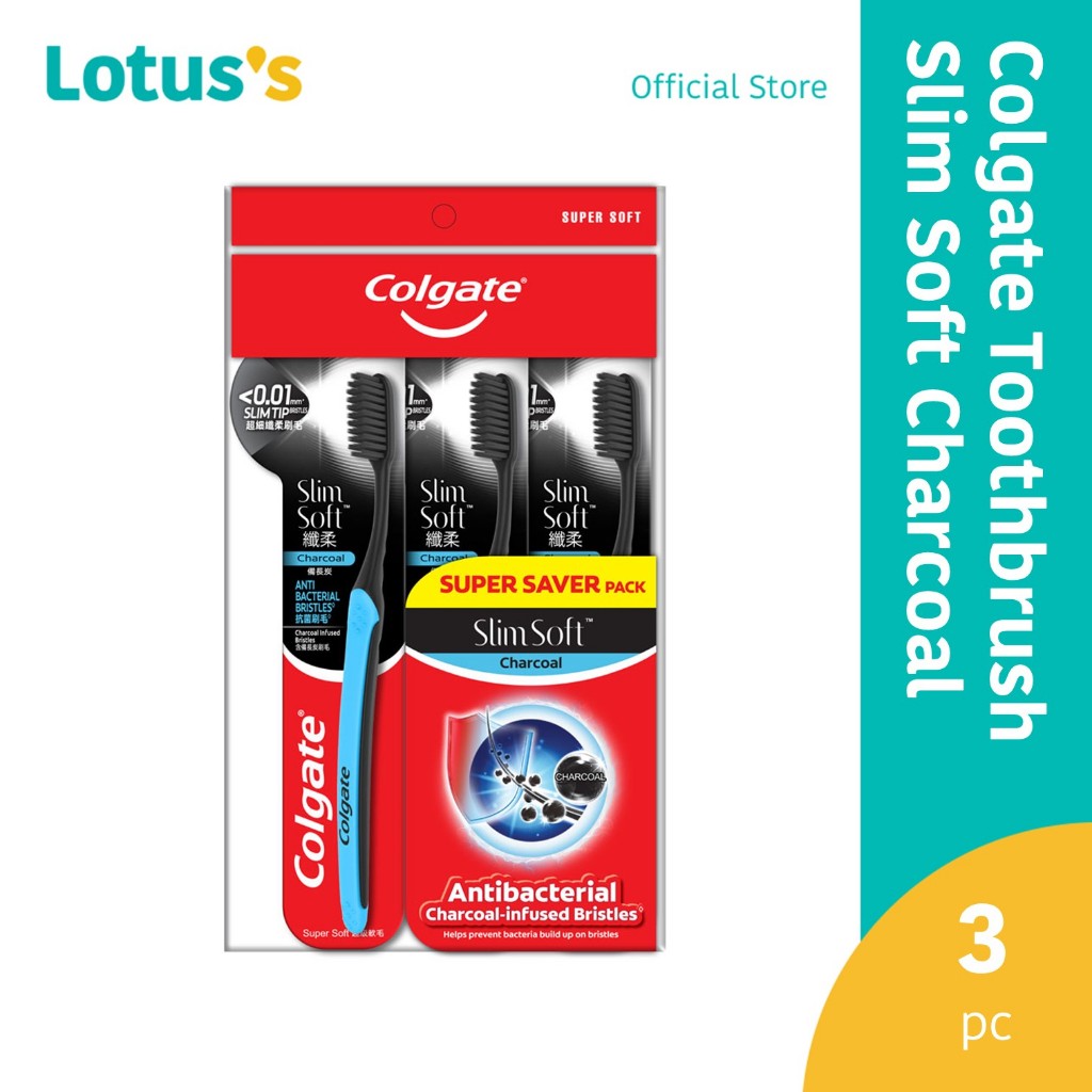 Colgate Slim Soft Charcoal Ultra Soft Toothbrush (3's) | Shopee Malaysia