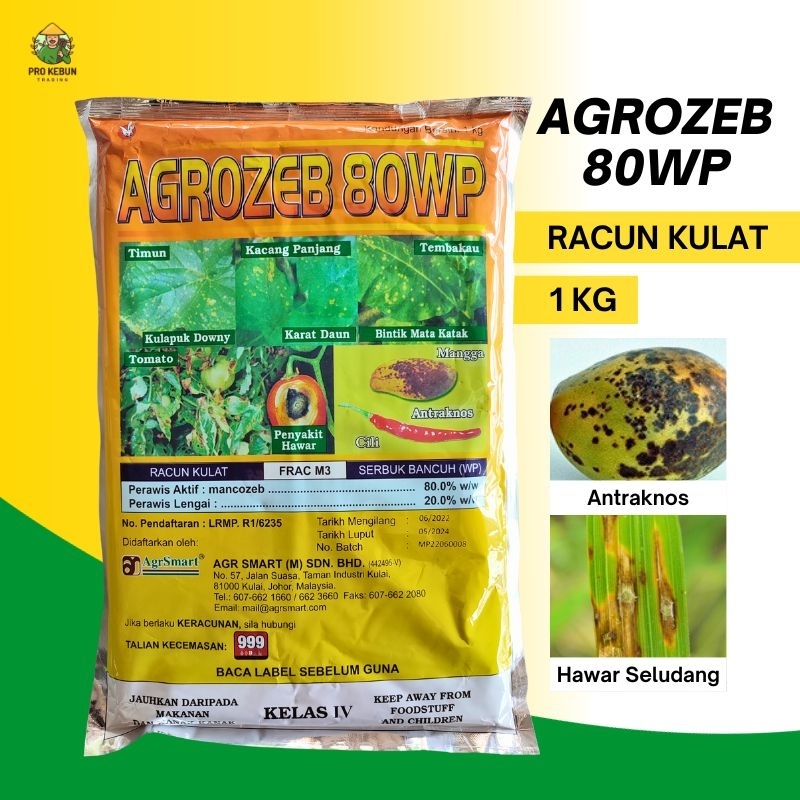 Agrozeb 80WP 1kg Fungicide Racun Kulat Antraknos Racun Karat Daun Hawar ...