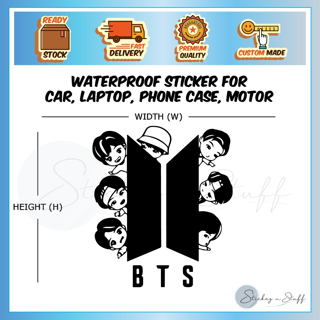 [D4] BTS Logo KPop Korea Comic Sticker Reflective Stiker Waterproof ...