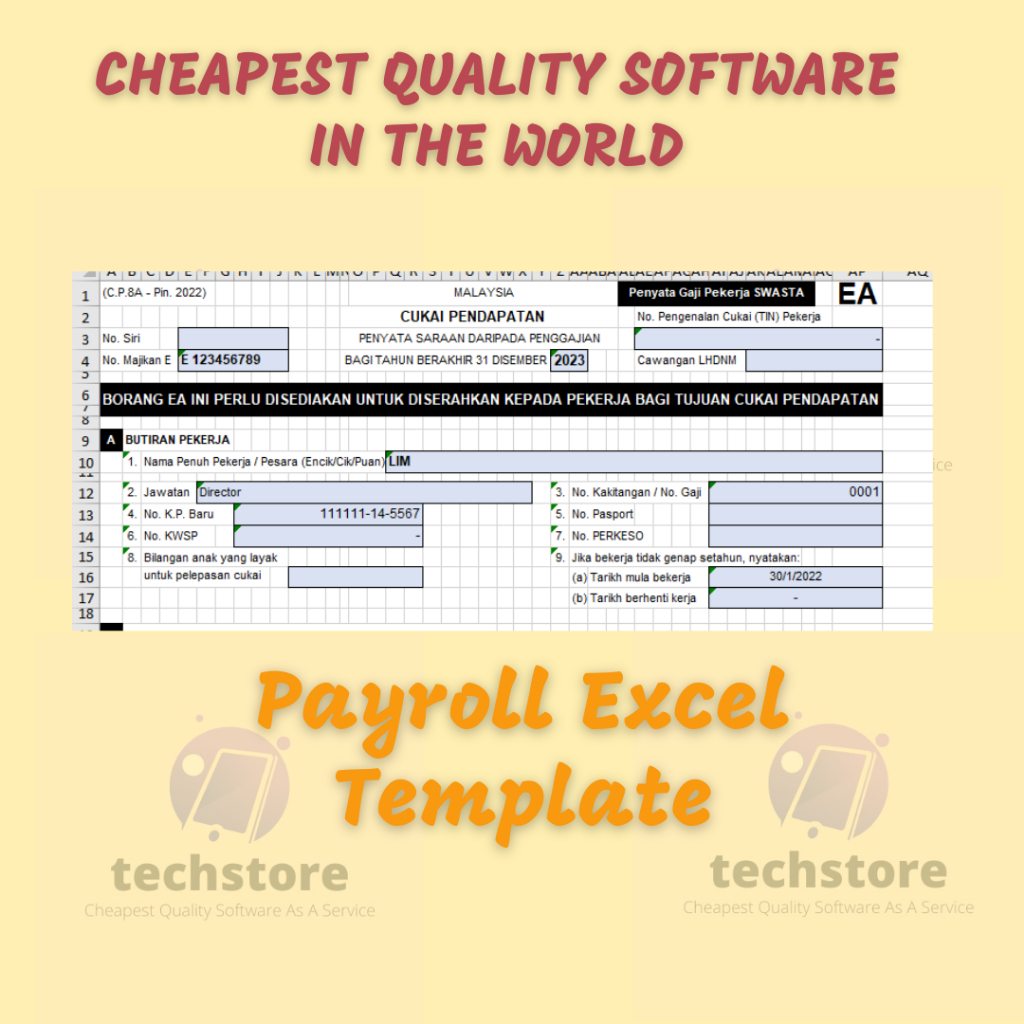 Salary and Payroll template Automatic Generate EPF, SOCSO and EIS ...