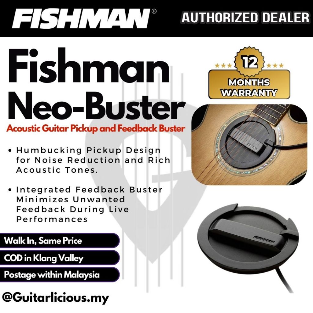 Fishman Neo-Buster Humbucker Soundhole Acoustic Guitar Pickup and ...