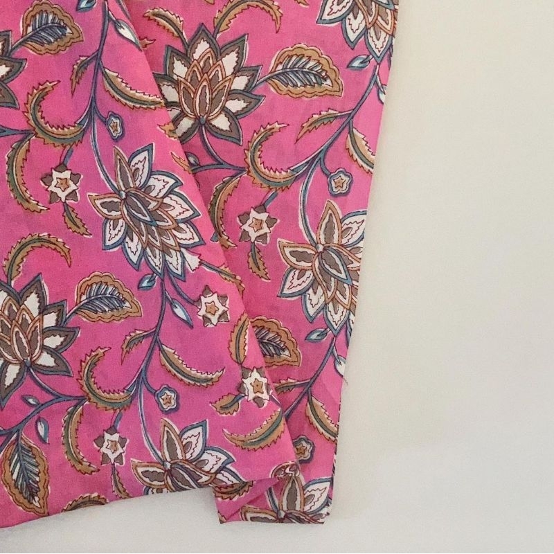 Indian Cotton Fabric. Hand-block printed. Kain Indian Cotton. 100% ...