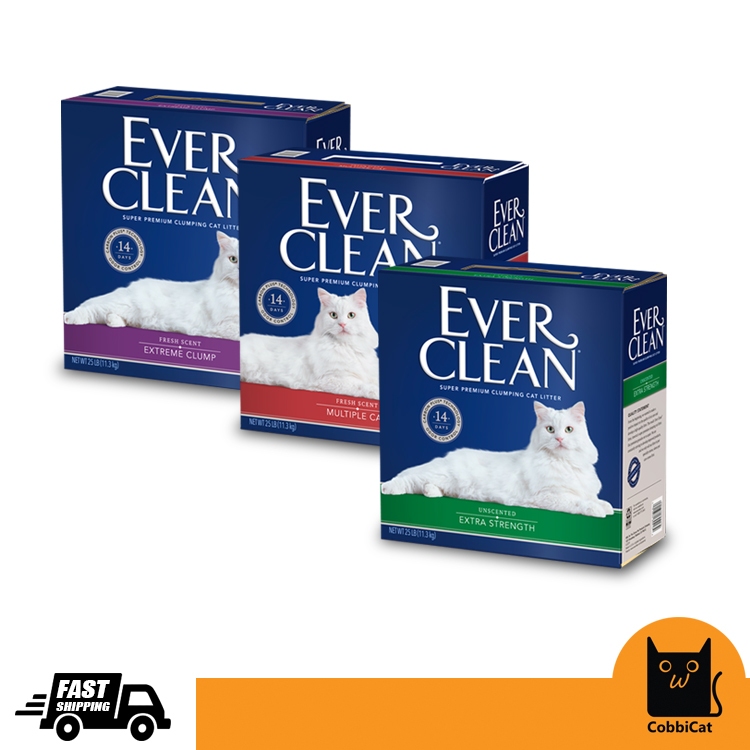 Ever Clean Super Premium Clumping Cat Litter 25lb(Multiple Cat/Extra Strength/Lightly Scented ...
