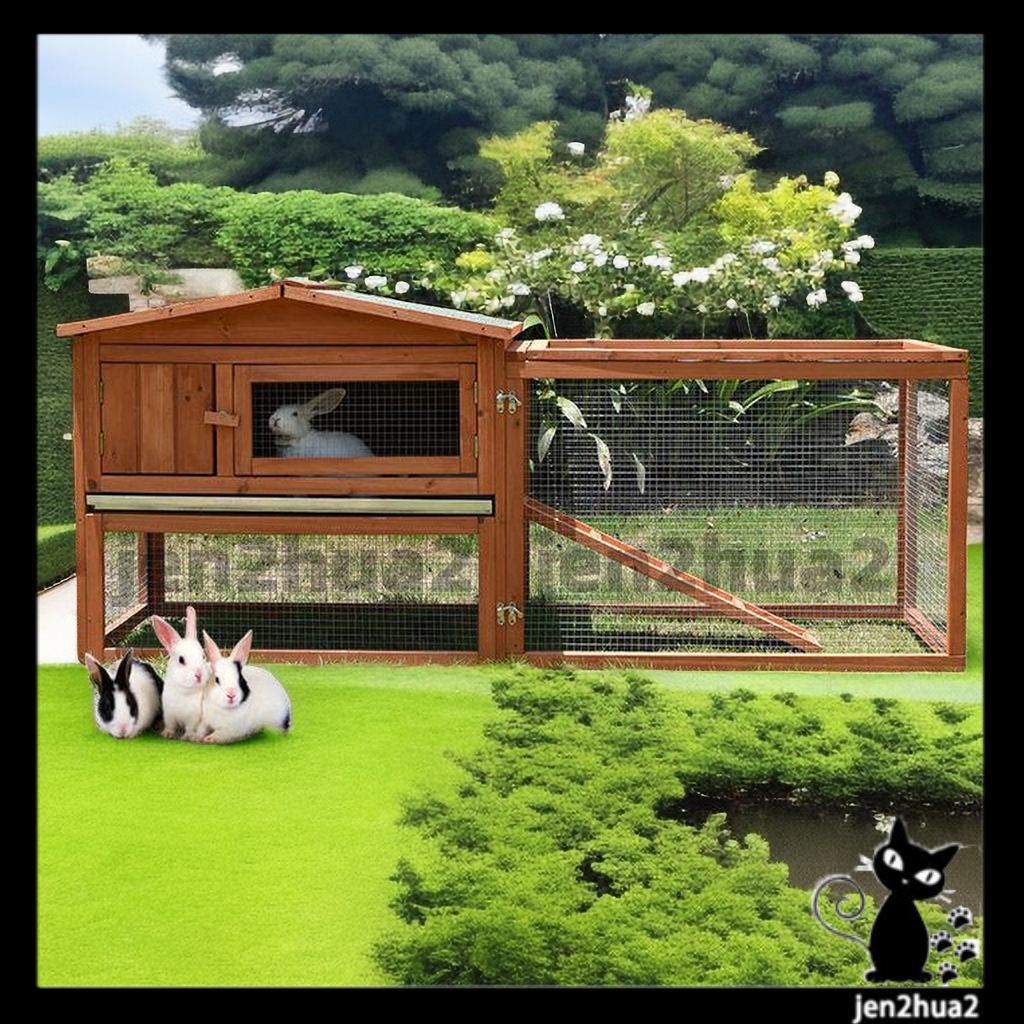 Solid wood rabbit cage large cat villa waterproof rabbit house nest ...