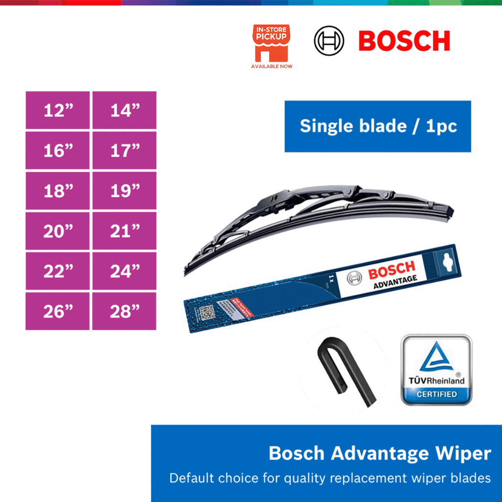 BOSCH Advantage Car Windshield Wiper U-Hook (1pc) for Honda / Mazda / Nissan / Perodua / Proton ...
