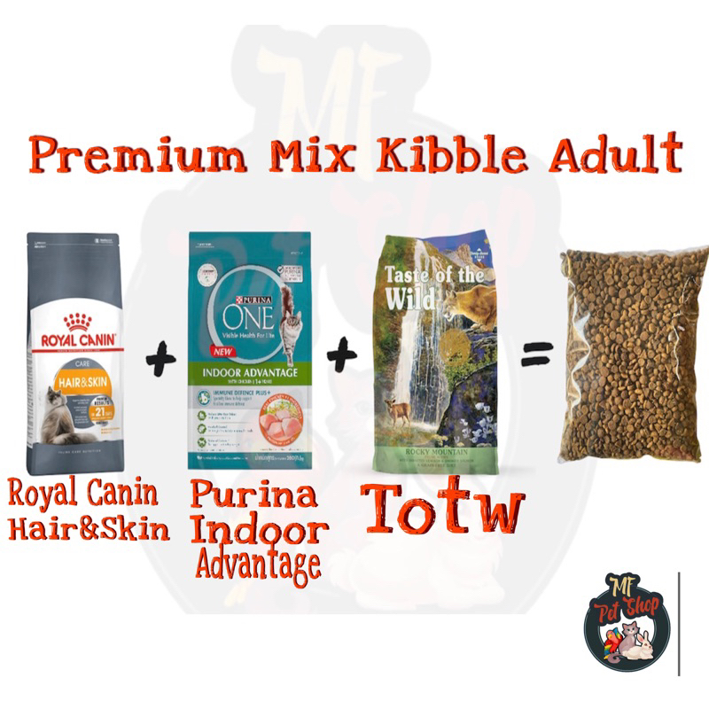 Mix Kibble Royal Canin Hair&skin/Totw/Purina Indoor Advantage 500g 1kg ...