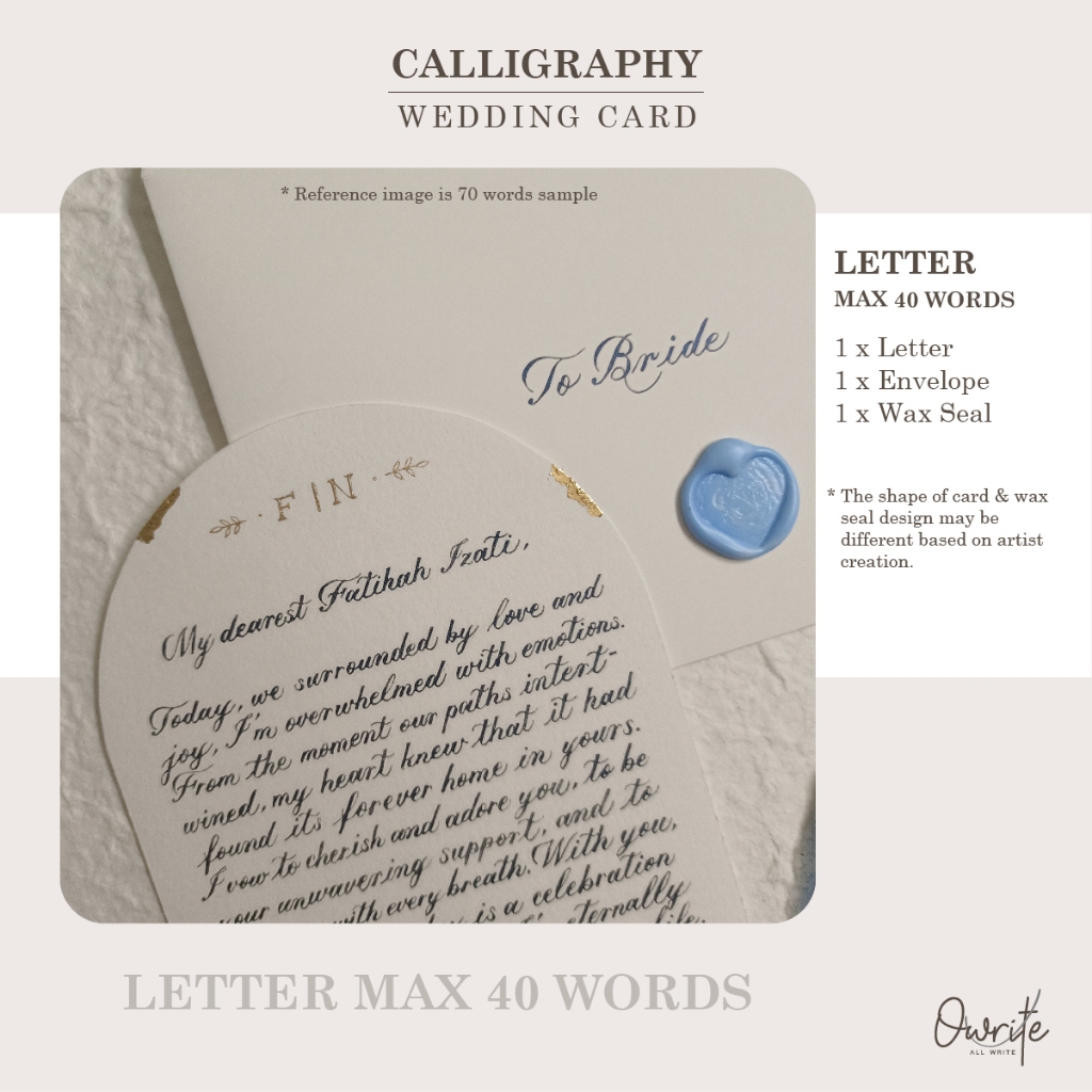 *Elegance Handmade Wedding Card & Love Letter* Card with Calligraphy ...