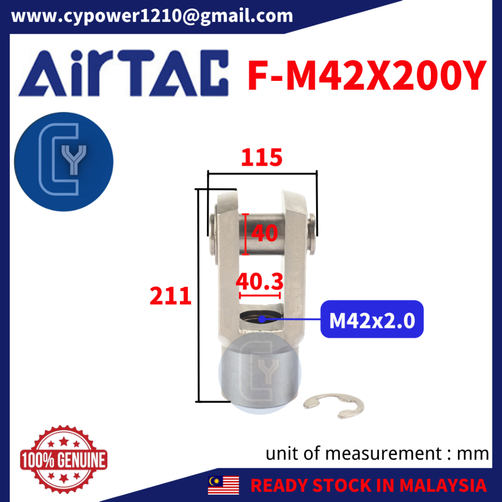 AirTAC Y Joint (Y Knuckle) M20/M22/M26/M27/M36/M42 Pneumatic Air ...
