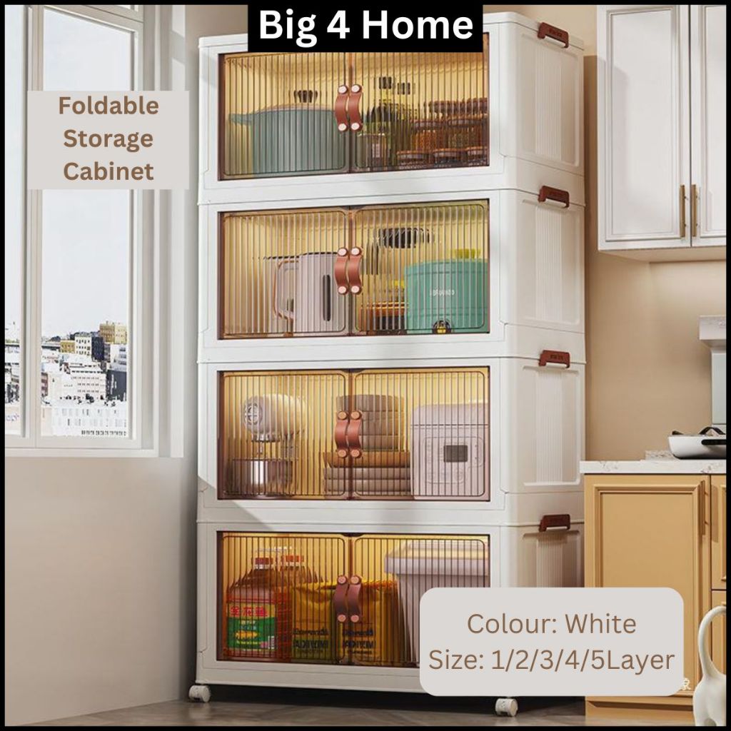 1/2/3/4/5 Layer Foldable Storey Cabinet Large Capacity Storage Box ...