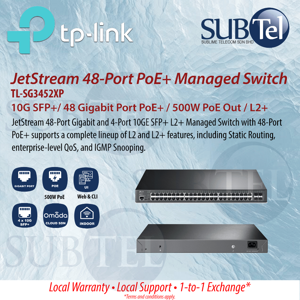 TP-Link TL-SG3452XP JetStream 48-Port Gigabit and 4-Port 10GE SFP+ L2 ...